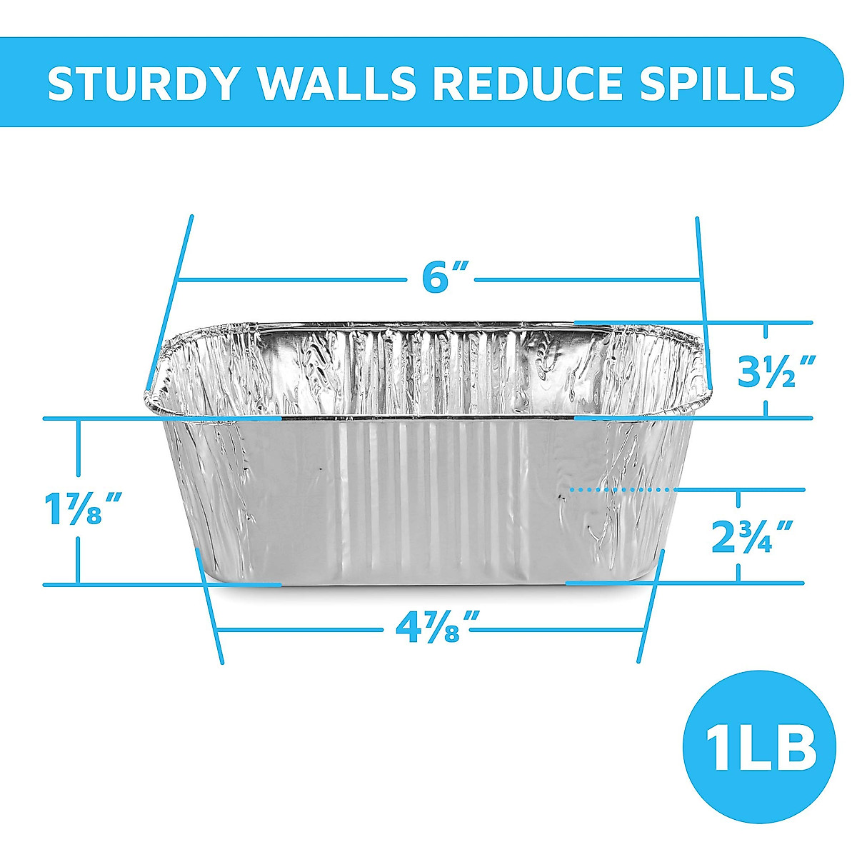 MontoPack Aluminum Mini Disposable Loaf Pans | Deep Half Size 6 x 3.5” Extra Thick Foil Bread Containers for Baking, Food Storage & Takeout | Eco-Friendly & Recyclable | Bulk 100-Pack of 1 Pound Trays