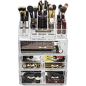 Sorbus Clear Acrylic Makeup Organizers - Stackable Jewelry, Makeup & Cosmetic Organizers and Storage with Acrylic Drawers - Great Bathroom Organizer & Display Set for Vanity, Dresser & Countertop