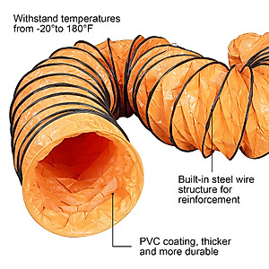 AlorAir 16" PVC Flexible Duct Hose for CleanShield HEPA 550 Air Scrubber and PureAiro HEPA Pro 770/870/970, Easy Storage (16 Inch x 16.4 Feet, Inlet)