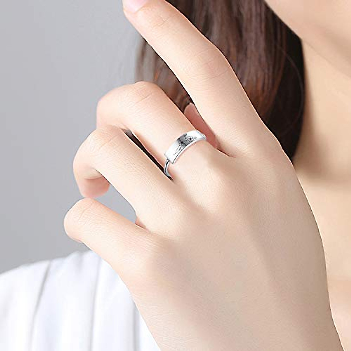 PELOVNY Personalized 12 Months Birth Flowers Ring for Women Sterling Silver Flowers Statement Signet Rings Custom Jewelry Birthday Gift for Women Sister Mother Daughter