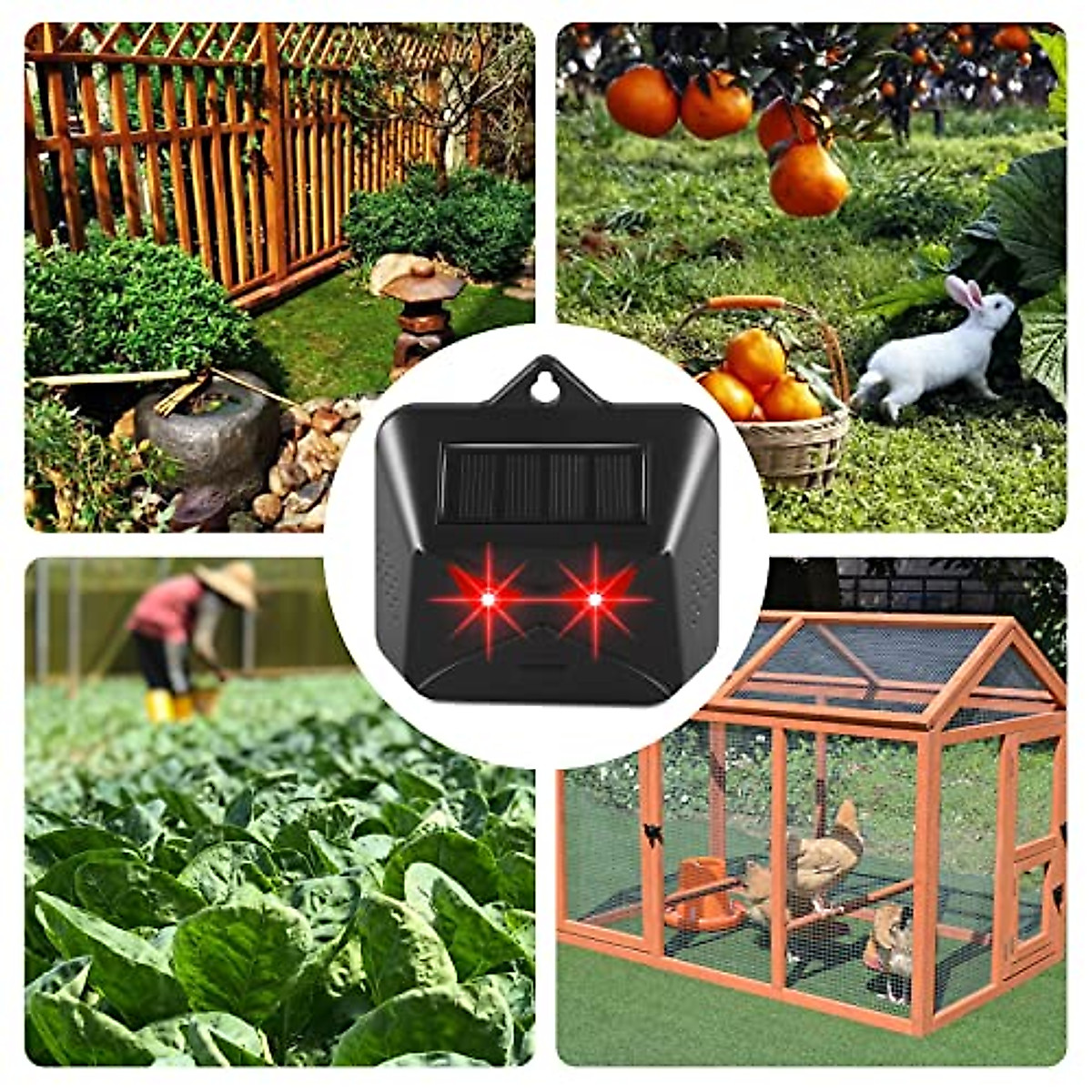 4 Pcs Solar Animal Repeller Predator Lights Deterrent for Coyote Fox Skunk Raccoon Rabbit Cat Dog Deer Repellent Devices Outdoor for Chicken Coop Yard Farm Garden, IP44 Waterproof