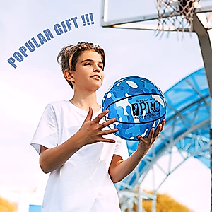 Lenwen 6 Pcs Basketballs Bulk Official Regulation Size Rubber Basketball with Pump Camouflage Standard Graffiti Youth Adults Practice Training Match Streetball Back to School Sport Gift(Size 7)