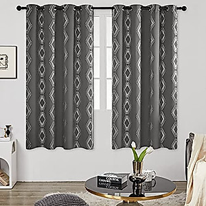 Deconovo Grey Blackout Curtains with Geometric Pattern, Living Room Curtains 72 Inch Length, Soundproof Window Panels for Nursery (Grey, 52W x 72L Inch, 2 Panels)