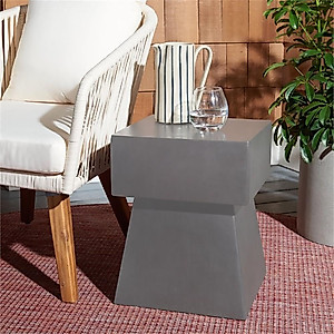 SAFAVIEH Outdoor Collection Zen Mushroom Modern Dark Grey Concrete Accent Table (Fully Assembled)