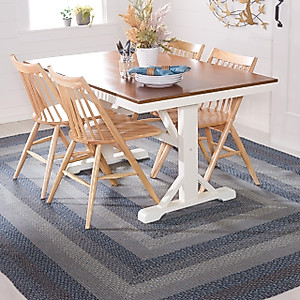 SAFAVIEH Braided Collection Area Rug - 8' x 10', Grey & Blue, Handmade Country Cottage Reversible Cotton, Ideal for High Traffic Areas in Living Room, Bedroom (BRD652B)
