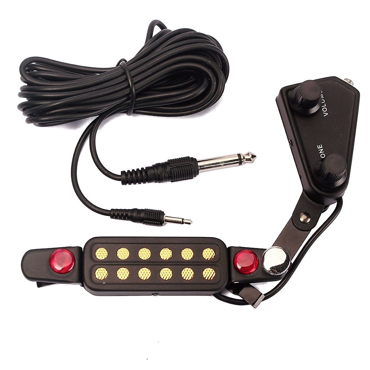HOYUJI 12 SoundHole Guitar Pickups, Magnetic preamplifier for Acoustic Guitar with Tone and Volume Control, Electric Guitar Pickup Extension, Cable Length 10 feet