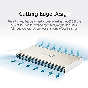 j5create USB-C Mini Dock- Type C Hub with 2X HDMI, 2X USB 3.0, Ethernet, Power Delivery 2.0 (JCD381)