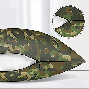 Forest Camo Pattern Body Pillow Covers Decorative Soft Bedding Satin Pillowcase with Zipper Closure Cooling Breathable Long Pillow Case-21"x 54"
