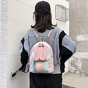 VTYUBX Bunny Backpack Cute Mini Backpack for Girl Teens Plush Rabbit Ears Carrot Satchel Fuzzy Bunny Purse Fluffy School bag (PinkG,Large)