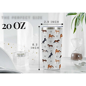 Onebttl Horse Gifts for Horse Lovers, Insulated Stainless Steel Tumbler with Lids and Straws, Western Gifts for Equestrian Girls, Women on Birthday, Christmas, 20 oz, Glitter Silver