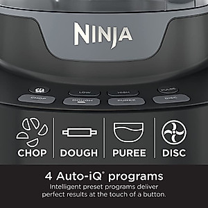 Ninja NF705BRN Professional XL Food Processor, 1200 Peak-Watts. 4 Functions for Chopping, Slicing/Shredding, Purees, Dough. 12-Cup Processor Bowl, 2 Blades/Discs, Feed Chute/Pusher, Storage Box, Black