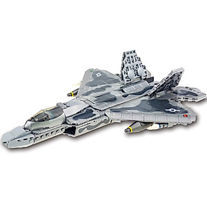 Gonli Military Building Blocks Sets 626 Pieces F22 Raptor Fighter Jet Plane Stem Building Toys for Boys Age 8-12 10015 F22 Raptors