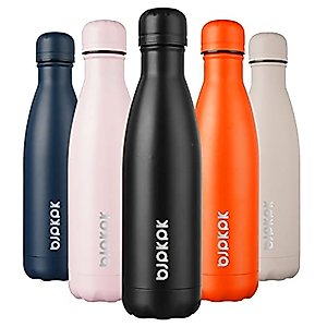 BJPKPK Insulated 17oz Stainless Steel Water Bottles, Sports Water Bottles Keep Cold for 24 Hours and Hot for 12 Hours,Midnight Black