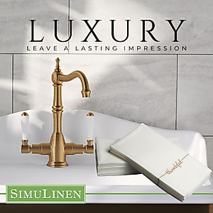 SimuLinen Paper Towels - Hand Towels for Bathroom - Decorative Rose Gold Thankful Design –- Cloth-Like, Linen-Feel for Guest Bathroom Essentials, Size: 12x17” (Pack of 100) Made in USA