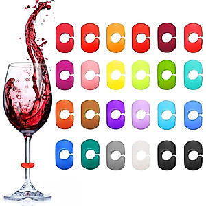 Maitys 24 Pieces Wine Glass Charms Markers Silicone Drink Markers for Wine Glass Champagne Flutes Cocktails, Martinis,Stem Glasses Tasting Party Christmas New Year Party