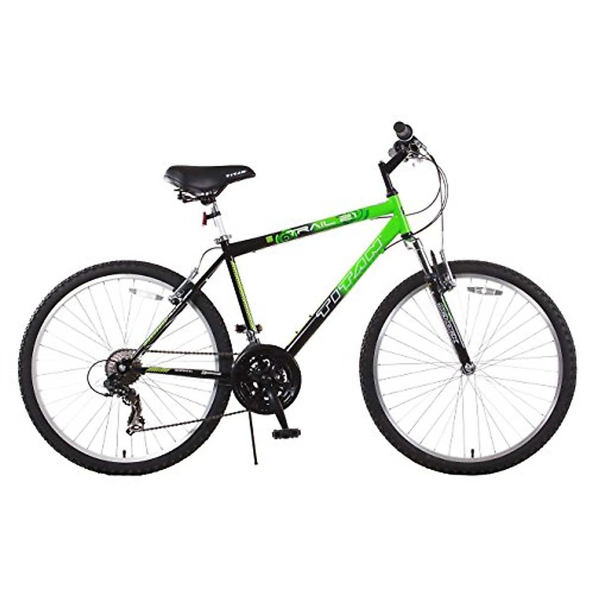 Titan Trail 21-speed Suspension Men's Mountain Bike, 18-Inch Frame, Green and Black