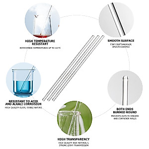 10Pcs Glass Stirring Rod 5.9" Length Stir Rod Mixing Tools with Both Ends Round, High Temperature Resistant