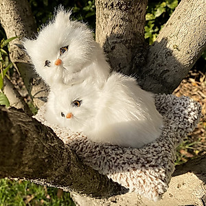 2 in 1 Simulation Furry Kittens Realistic Couple Cats on Rug/Home Shelf Car Decorative Statue - Pad Filled with Activated Carbon Beads (White)