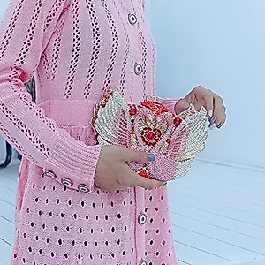 DEBIMY Dazzling Evening Bag Luxury Rhinestone Swan Clutch Wedding Evening Party Prom Cocktail Party Handbag Purse for Ladies Silver