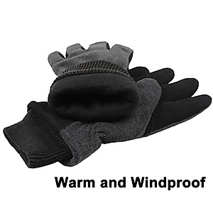 OZERO Warm Gloves Deerskin Leather Winter Thermal Glove Insulated Polar Fleece for Snow Skiing Driving Cycling Hiking Runing Hand Warmer in Cold Weather for Women and Men Small Gray
