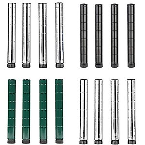 Regal Altair Set of 4 Wire Shelving Posts | Customize Poles Height: 8", 14", 27", 34", 54", 64", 74", 86", 96" and Material: Chrome, Black Epoxy, Green Epoxy, Stainless Steel