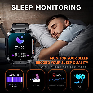 GLONHI Smart Watch for Men,1.96 Inches HD Outdoor Tactical Sports Rugged Smartwatch,Smart Watch with Bluetooth Call,100+Sports Modes Fitness Tracker, Ip67 Waterproof Smart Watches for iPhone Android