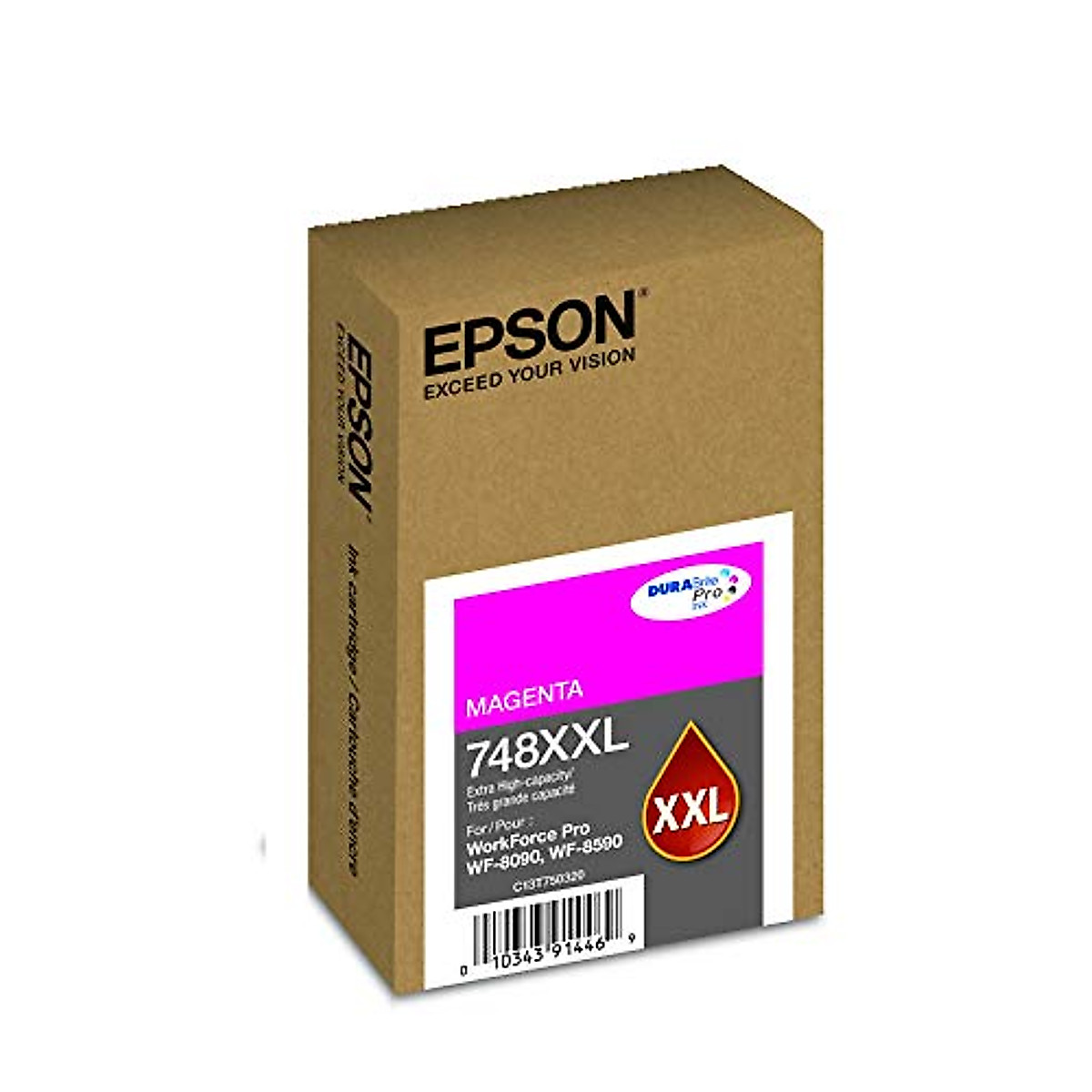 EPSON T748 DURABrite Pro -Ink High Capacity Magenta -Cartridge (T748XXL320) for select Epson WorkForce Printers