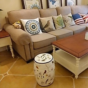 JCAKES Rustic Ceramic Chinese Stool, Pink, Ceramic Painted Craft, Handmade, Suitable for Garden, Bedroom, Terrace, Backyard Decoration.