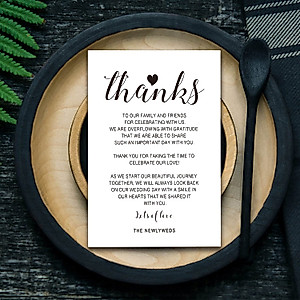 50 Wedding Reception Thank You Cards - Wedding Place Setting Cards Wedding, Rehearsal Dinner Thank You Table Sign for Your Table Centerpiece, Wedding Decorations.4 x 6 Inch