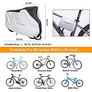 Bike Cover,Waterproof Outdoor Bicycle Cover Anti Dust Rain Snow UV, Bike Rain Cover for Mountain, Road & Heavy Duty Bikes with Lock Holes & Storage Bag