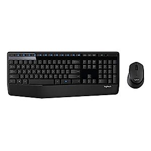 Logitech MK345 Wireless Keyboard and Optical Mouse (920-006481) Black, Blue - (Renewed)