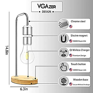VGAzer Magnetic Levitating Floating Wireless LED Light Bulb with Wireless Charger for Desk Lamp,Room or Office Decor,Unique Gifts