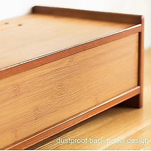 NOODCO 2-Tier Bamboo Wood Monitor Shelf Ergonomic Computer Riser Stand Wood Monitor Riser with Pencil Holder, Desk & Tabletop Organizer Desktop Stand for Laptop PC (Size : 50cm)