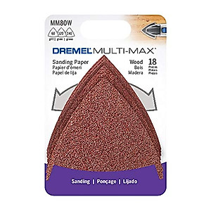 Dremel MM80W 18-Pack Oscillating Sanding Pads, Includes 60, 120, 240 Grit Sanding Triangles, Use on Softwood, Hardwood and Plastics