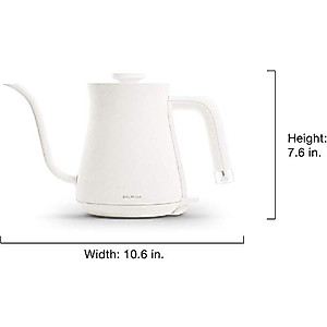 BALMUDA The Kettle | Electric Lightweight Gooseneck Kettle | Stainless Steel | 0.6L (20fl oz) Capacity | Neon Light Indicator | Perfect for Tea and Coffee | K02H-WH | White | US Version