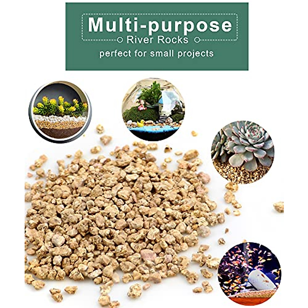 Succulent and Cactus Gold Maifanitum Stones, 2lb Bonsai Decorative Rocks, Indoor Plants Soil Covers, Bonsai DIY Gritty, Horticultural Grit, Potting Pebbles for Terrarium, Fairy Gardening, Top Dressing