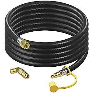 Generep 12Ft RV Quick Connect Propane Hose with Elbow Adapter Convertion Fitting, for Blackstone 17" & 22" Griddle1/4 Quick Plug