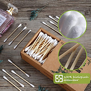 Bamboo Cotton Swabs 200pcs, Wooden Vegan Cotton Swab | Double Tipped Cotton Swabs, Recyclable & Biodegradable Cotton Swab Buds Ear Sticks for Makeup Ear Skin Jewelry Art Pet Cleaning