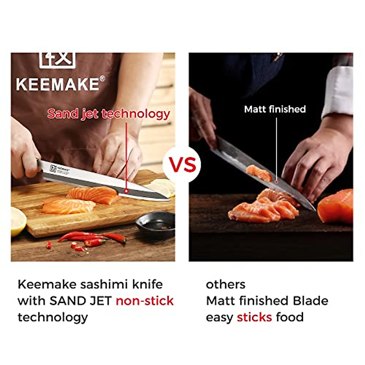 KEEMAKE Sashimi Sushi Knife Japanese 10.5 inch Yanagiba Knife,Japanese VG10 Stainless Steel Single Bevel Blade, Perfect Rosewood Handle Filleting & Slicing Knife