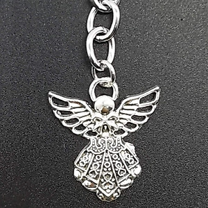 YOOHUA 50PCS 3.14inch Angel Keychain Angel Pendant Keychain Key Ring Silver Tone Guardian Angel Charm Keychain Key Ring
