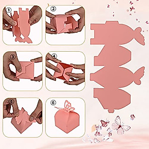 BEISHIDA 50pcs Pink Butterfly Decorations Peal-Gloss Butterfly Gift Box Small Butterfly Candy Boxes for Party Favors Baby Shower Wedding Birthday Party(2.4 x 2.4 x 2.4 Inch)