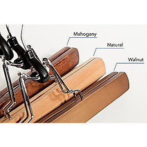 Topline Classic Wood Pants/Skirt Clamp Hangers - Natural Finish (10 Pack)