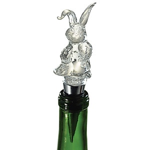 Glass Easter Bunny / Rabbit Wine Bottle Stopper - Decorative, Unique, Eye-Catching Glass Wine Stoppers – Rabbit Wine Stopper, Wine Accessories, Easter Gift for Host/Hostess - Wine Corker / Sealer