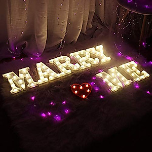 White LED Marquee Letter Lights, Diamond Bulb Marquee Light Up Letters for Christmas Wedding Decorations, Lighted Letter Sign Night Light for Girls Bedroom Birthday Party Wall Decor-V