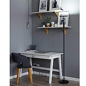 Kenley Daylight LED Floor Standing Lamp - Tall Modern Reading Task Uplight - 24W Adjustable Warm Cool Super Bright Natural Light Torchiere for Living Room, Dorm, Bedroom or Office - Dimmable - Black