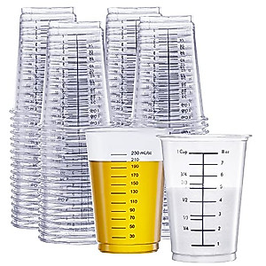[50 Count - 10 oz.] Multipurpose Disposable Plastic Measuring Cups - Baking, Cooking, Epoxy Resin, Mixing & Measuring Cups