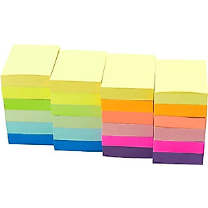 4A Sticky Notes,1 1/2 x 2 Inches,Small Size,The Adhesive On Shorter Side,Neon Assorted,Self-Stick Notes,100 Sheets/Pad,24 Pads/Box,4A 301x24