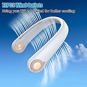 NORMIA RITA Bladeless Neck Fan with 72PCS Wind Outlets, 720° Strong Wind Personal Fan Hands Free Rechargeable Portable Neck Fan with 3 Wind Speeds for Travel, Walking, Outdoor