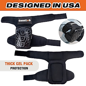 goodjob Knee Pads for Work 3-in-1 Set, Premium Gel and Thick Foam Cushion, Work Knee Pads for Men and Woman with Cut Resistant Gloves and Safety Goggles