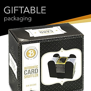 Brybelly Automatic Card Shuffler 6 Deck - Battery Operated Card Shuffler for Standard-Size Cards - Single Button Operated Card Shufflers for Poker, Blackjack, Canasta and Other Card Games